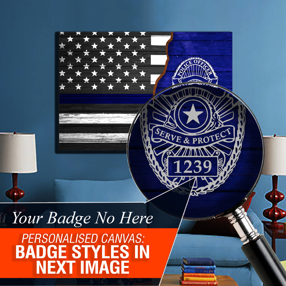 Personalized Police Officer Wall Art Canvas – Celebrity Pair